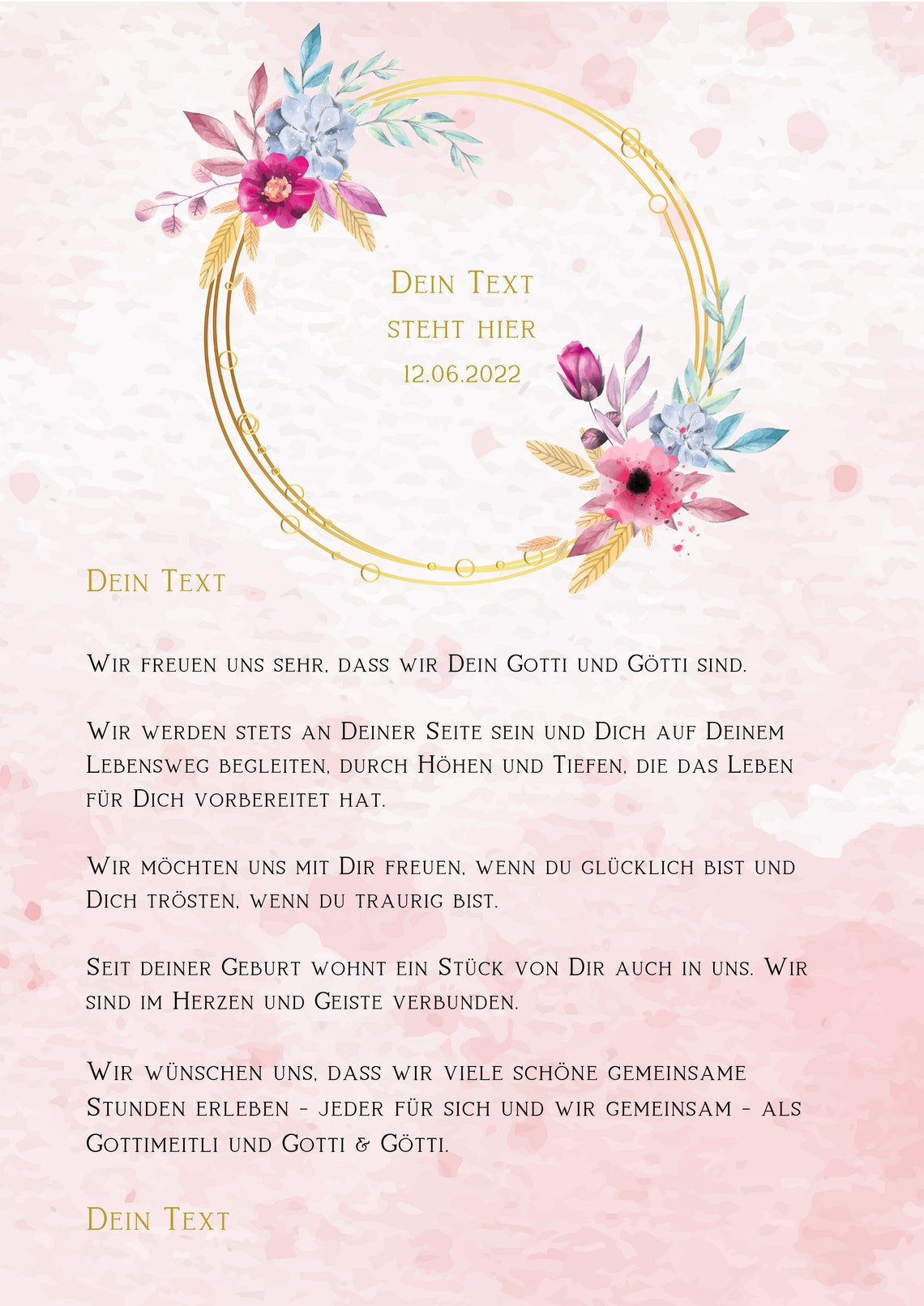 Baptismal Letter Sponsor Letter Personalized Digital File for Download ...