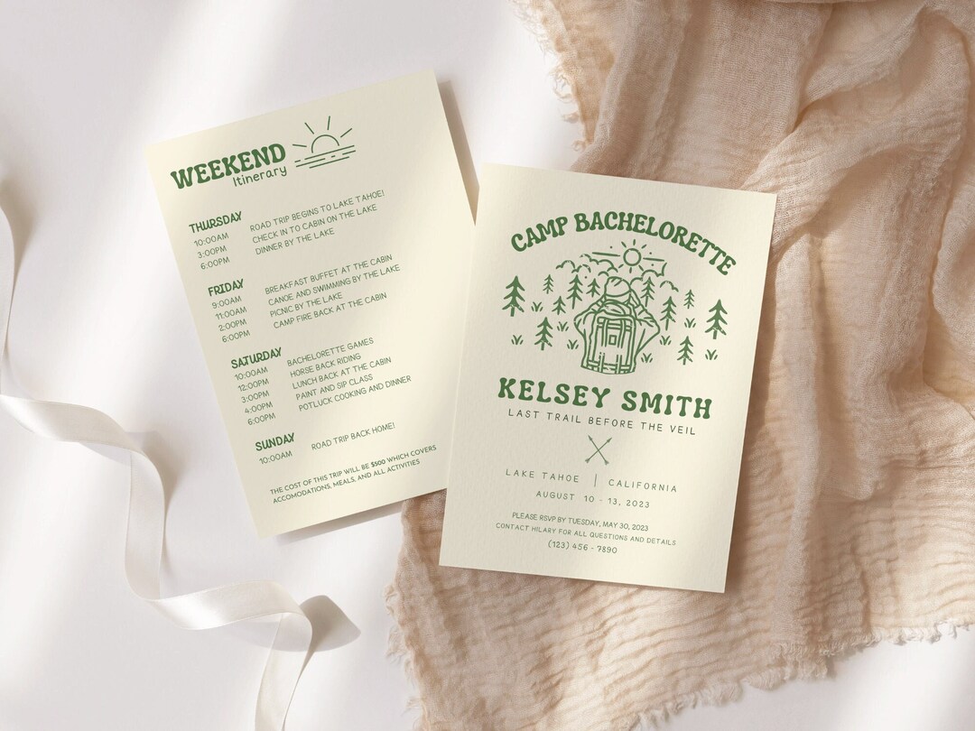 Camping Bachelorette Invite Template Camp Bachelorette Party Last Trail ...