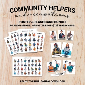Community Helpers & Occupations Watercolor Posters Three-part ...