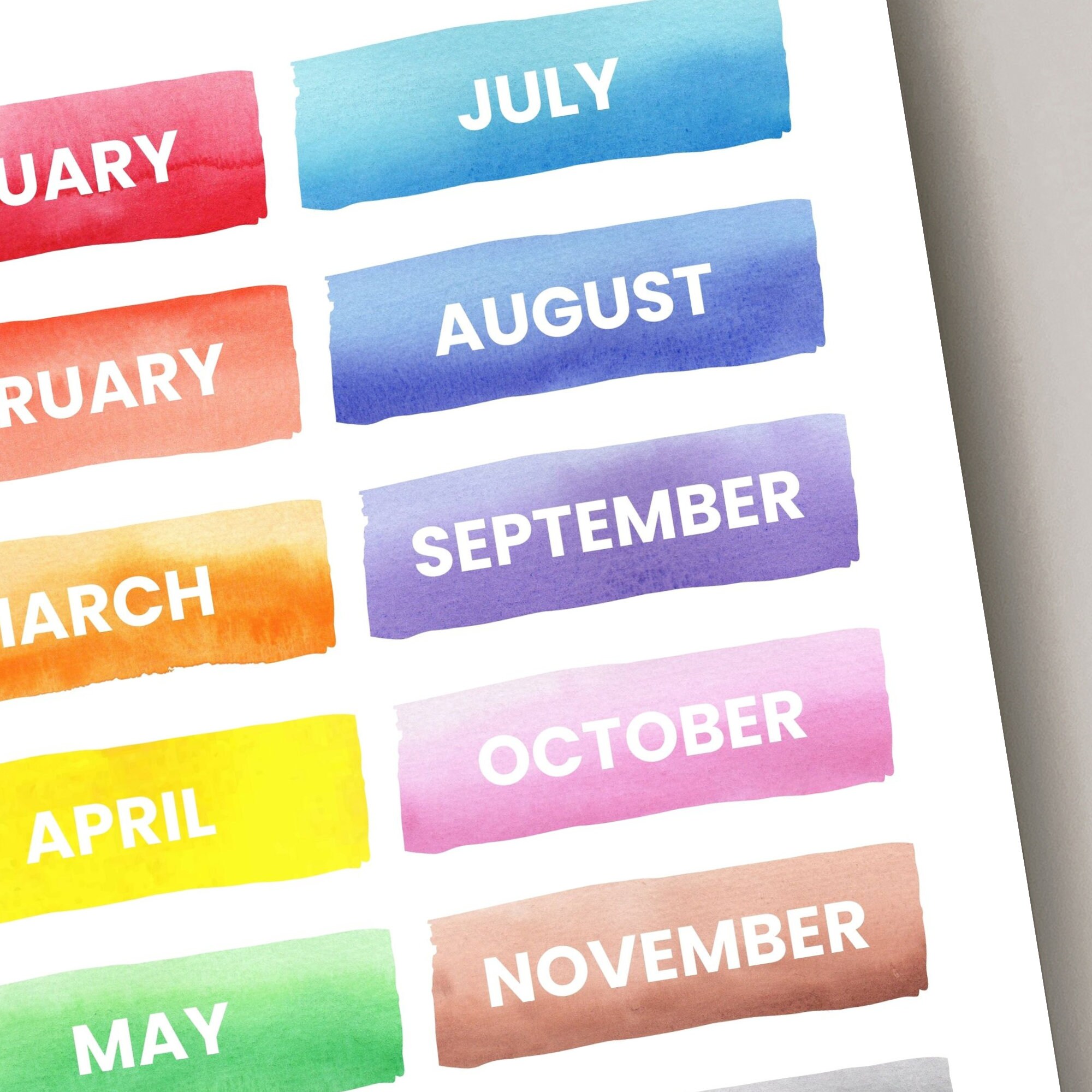 Watercolor Rainbow Months of the Year Poster, Homeschool Printable ...