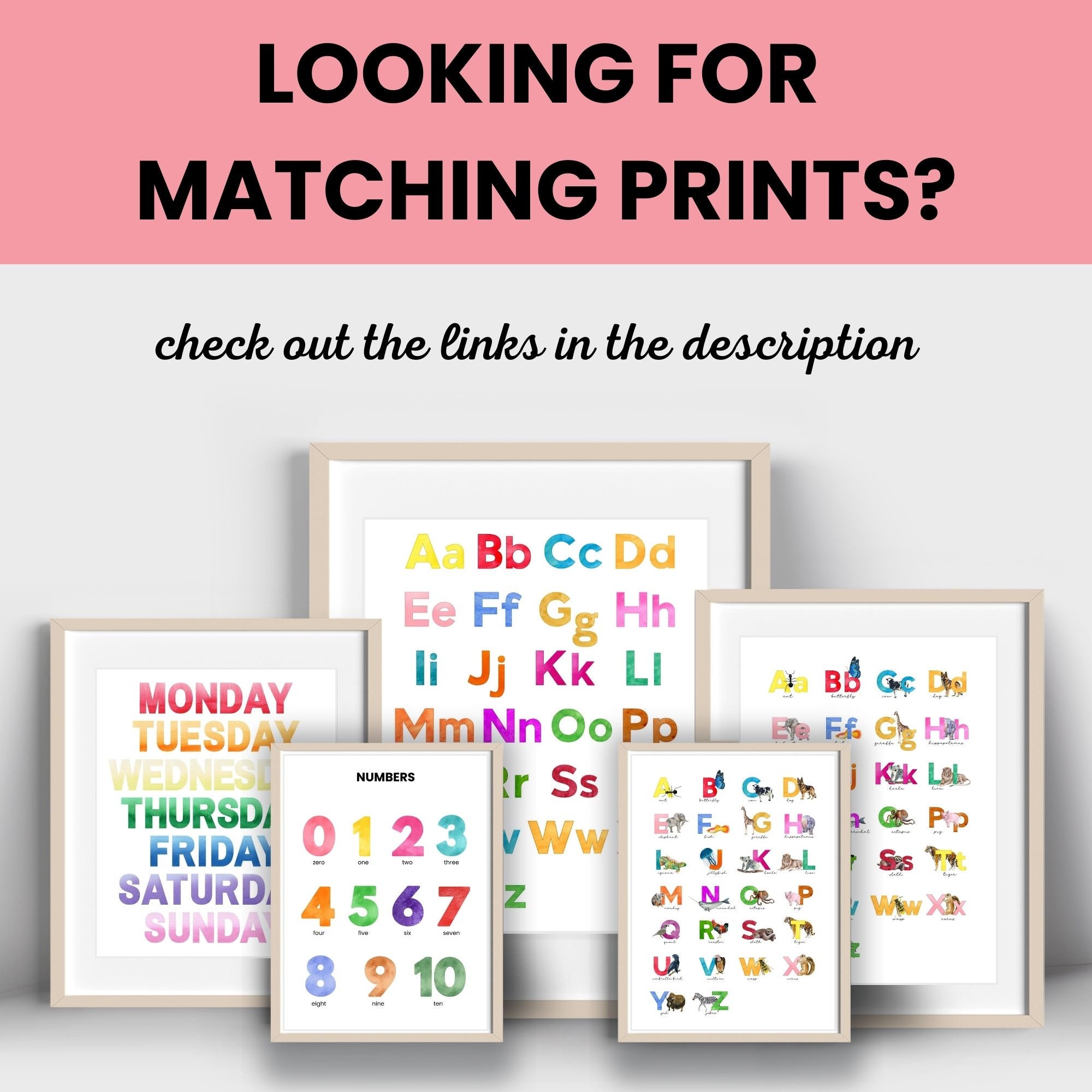 12 Posters Alphabet, Numbers, 100 Chart, Time, Shapes, Days, Months ...