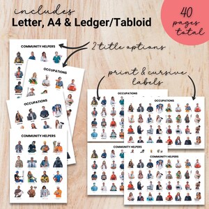 Community Helpers & Occupations | Watercolor Educational Posters | 64 ...
