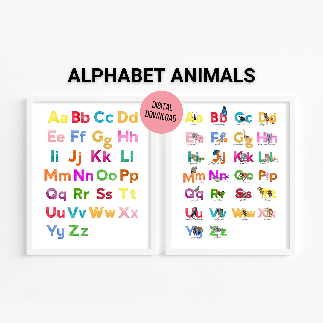 Watercolor Alphabet Animal Posters: Educational Nursery Decor (digital ...