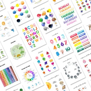 Set of 20 Watercolor Posters, Abcs, Numbers, 100 Chart, Time, Shapes ...