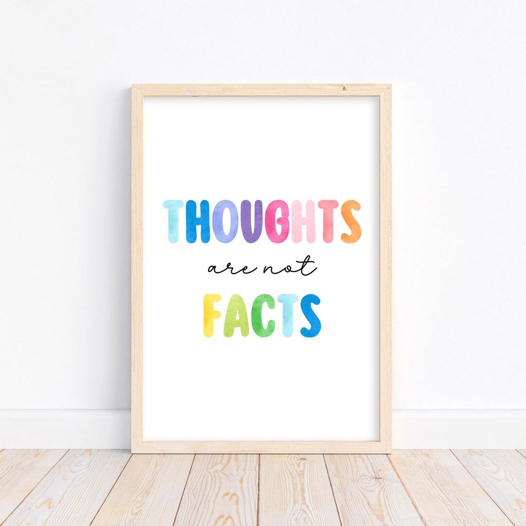 Thoughts Are Not Facts - Growth Mindset Poster, Wall Decor, Nursery ...