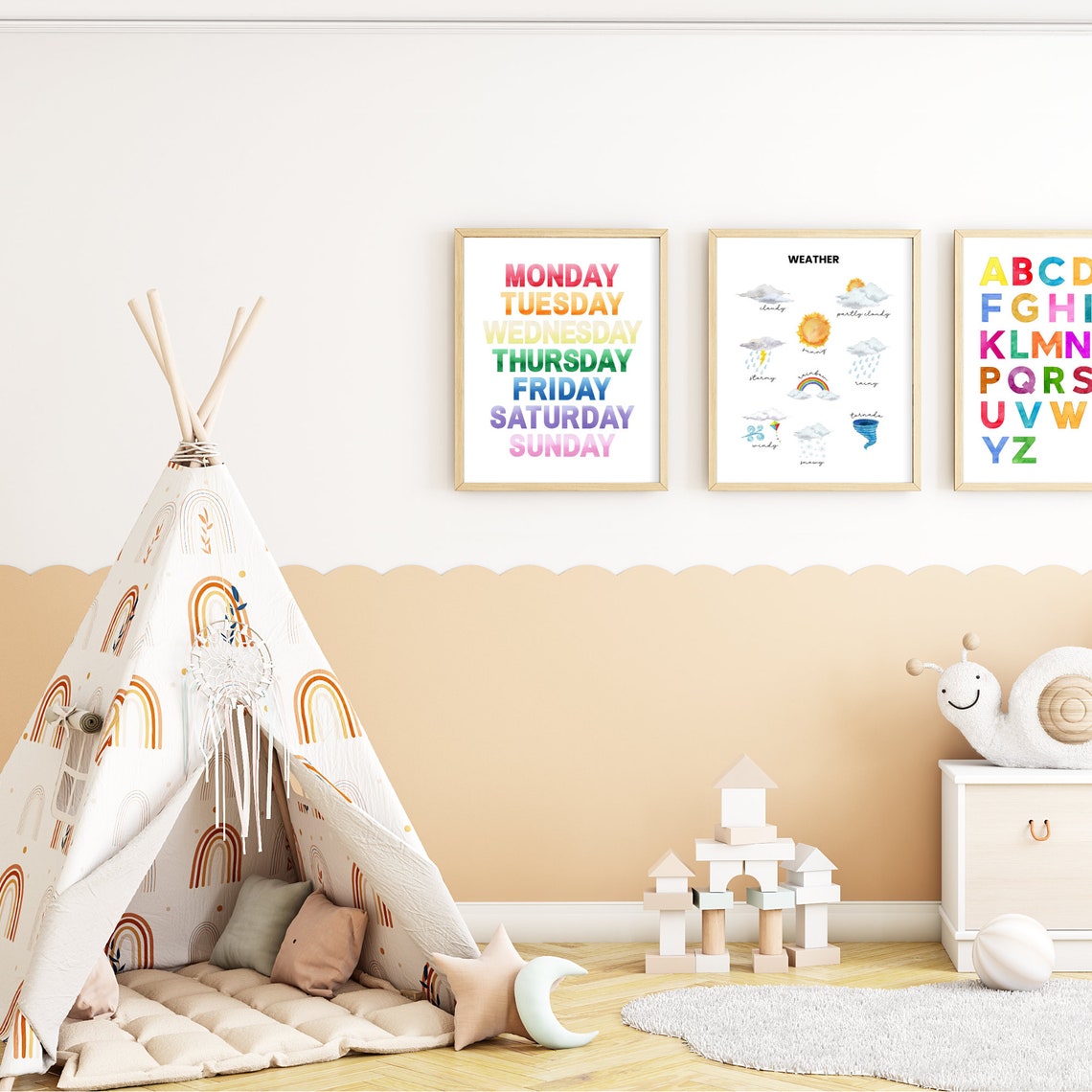 Watercolor Learning Posters: Alphabet, Numbers, Shapes (digital ...