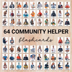 Community Helpers & Occupations | Three-part Montessori Flashcards | 64 ...