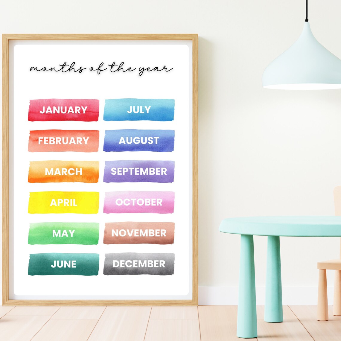 Watercolor Rainbow Months of the Year Poster Homeschool - Etsy