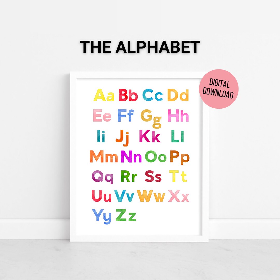 Watercolor Alphabet Poster, Homeschool, Educational Wall Art, Printable ...