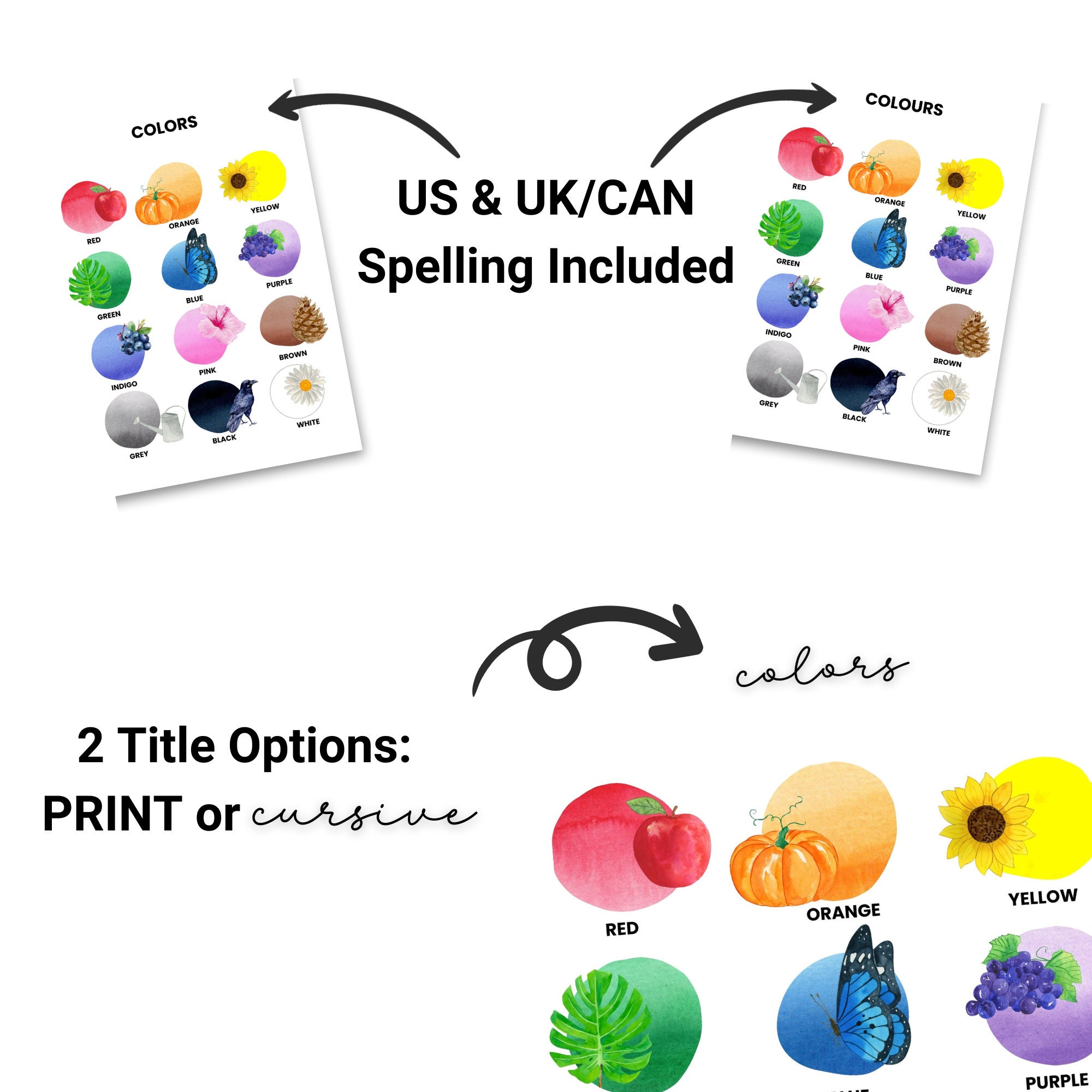 Watercolor Colors Poster, Learning Poster, Homeschool Printable ...