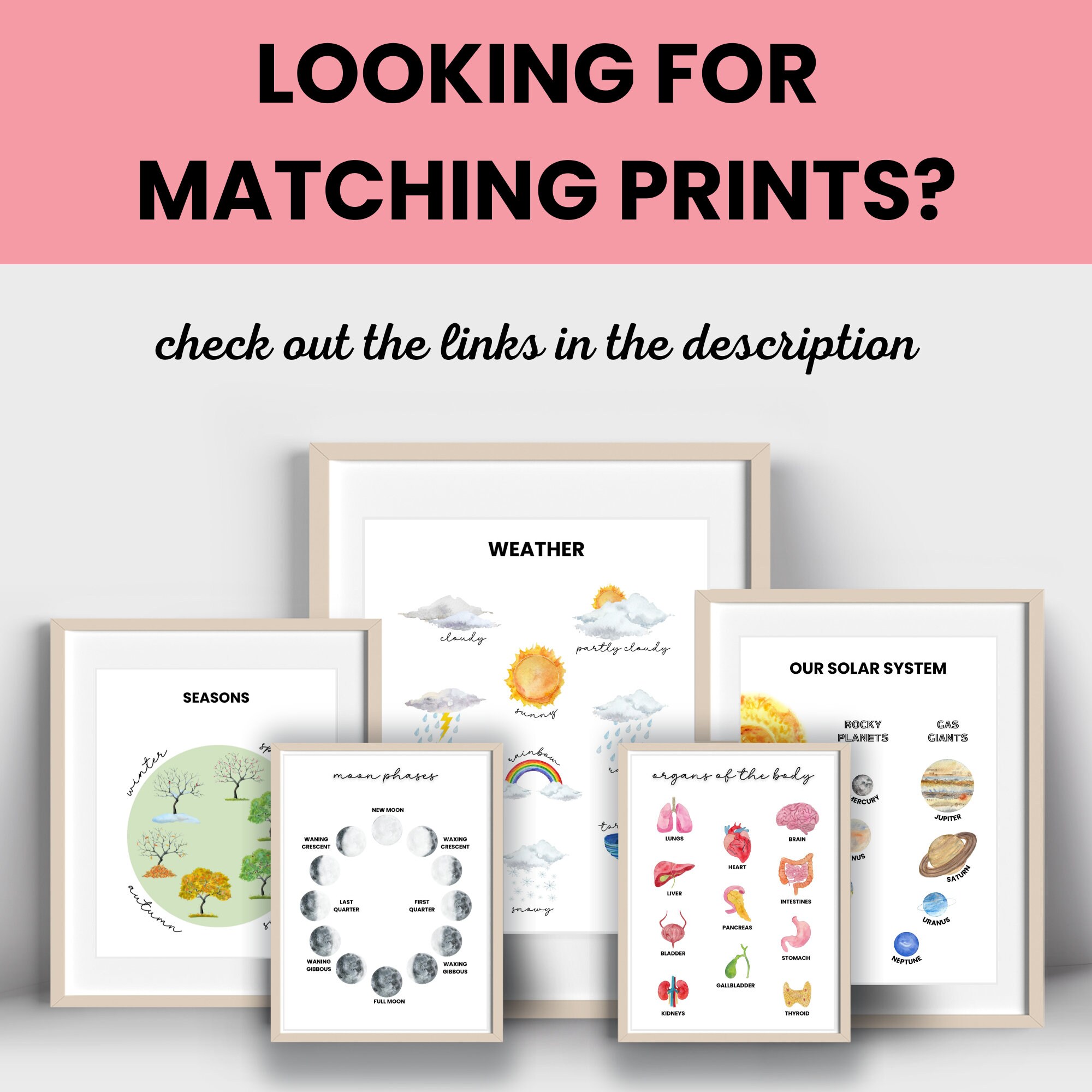 Watercolor Learning Posters: Alphabet, Numbers, Shapes (digital ...