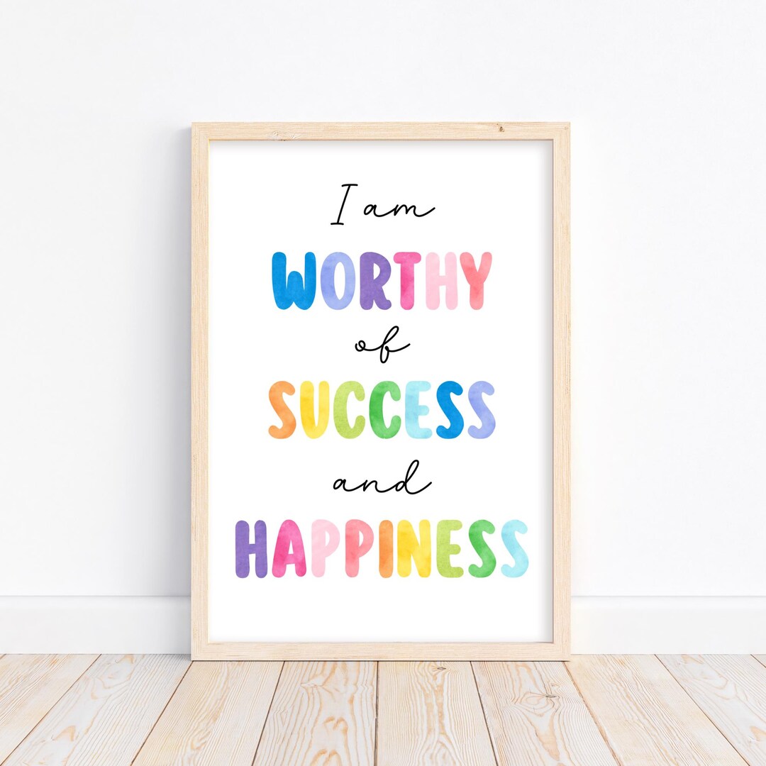 I Am Worthy of Success & Happiness -growth Mindset Poster, Wall Decor ...