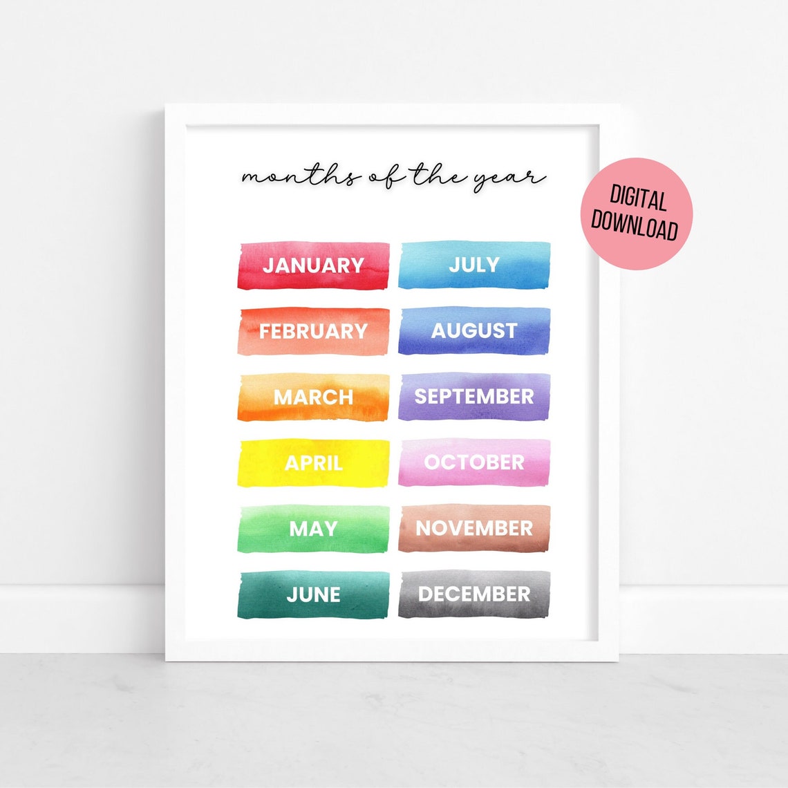 Watercolor Rainbow Months of the Year Poster Homeschool - Etsy