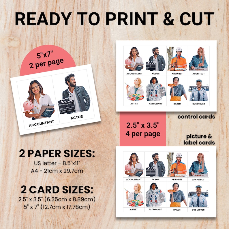 Community Helpers & Occupations | Three-part Montessori Flashcards | 64 ...