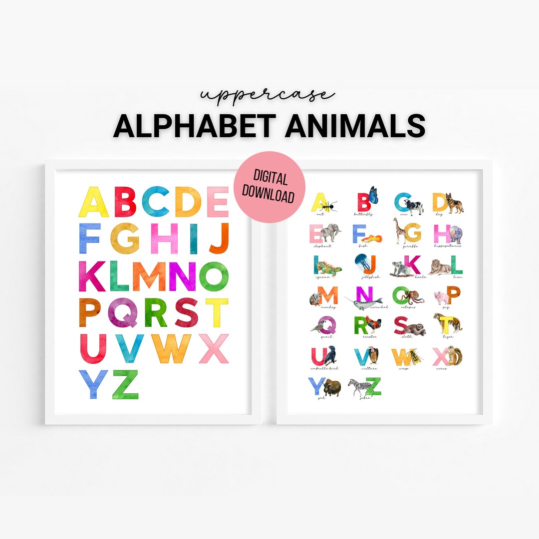 Watercolor Alphabet Animal Posters: Educational Nursery Decor (digital ...