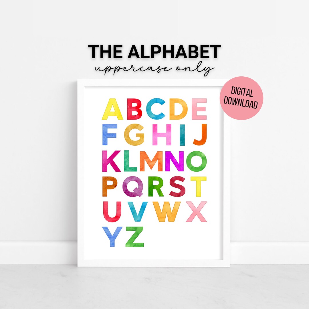 Watercolor Alphabet Poster, Homeschool Printable Resource, Educational ...