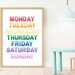 Telling Time Days of the Week Set of 2 Watercolor Posters, Homeschool ...