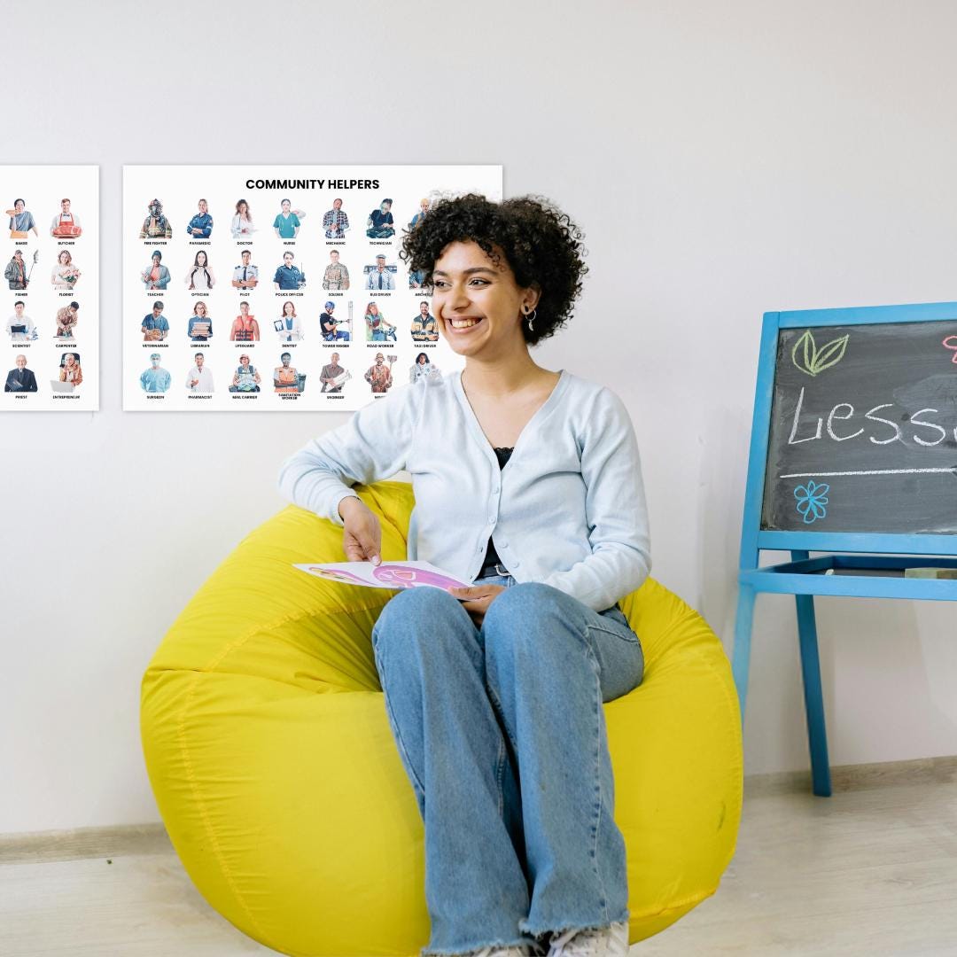 Community Helpers & Occupations | Watercolor Educational Posters | 64 ...