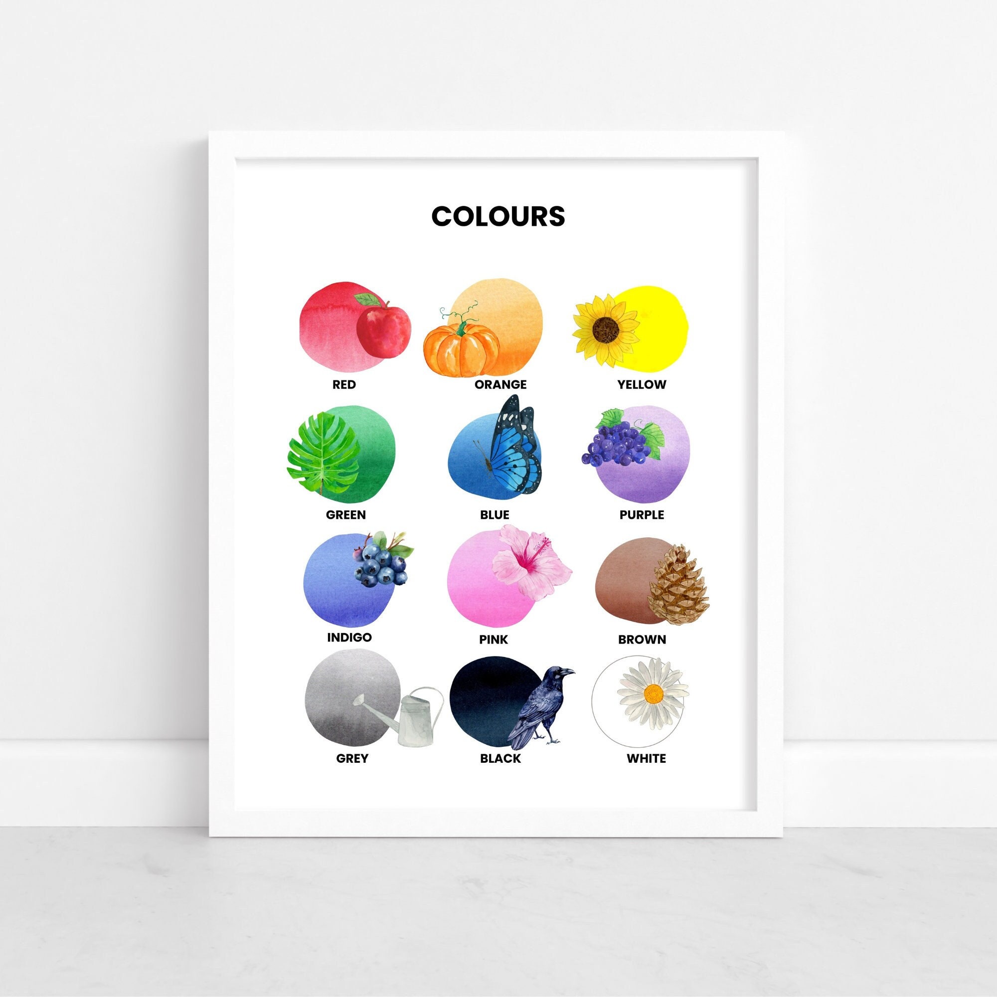 Watercolor Colors Poster, Learning Poster, Homeschool Printable ...