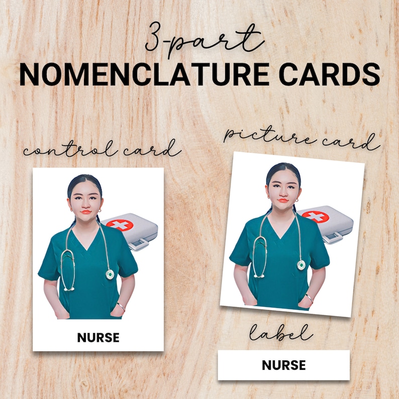 Community Helpers & Occupations | Three-part Montessori Flashcards | 64 ...