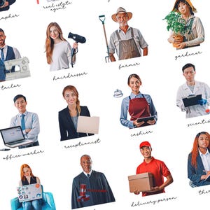 Community Helpers & Occupations | Watercolor Educational Posters | 64 ...