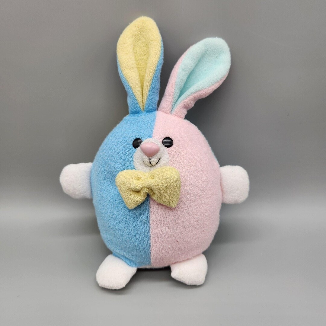 Vintage Avon Bunny Rabbit Pastel Terry Cloth Plush Stuffed Toy Round ...