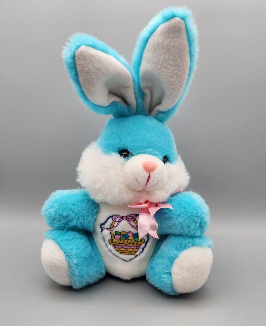 Dan Dee Hoppy Hopster Easter Bunny Rabbit Plush Blue Embroidery Vintage ...