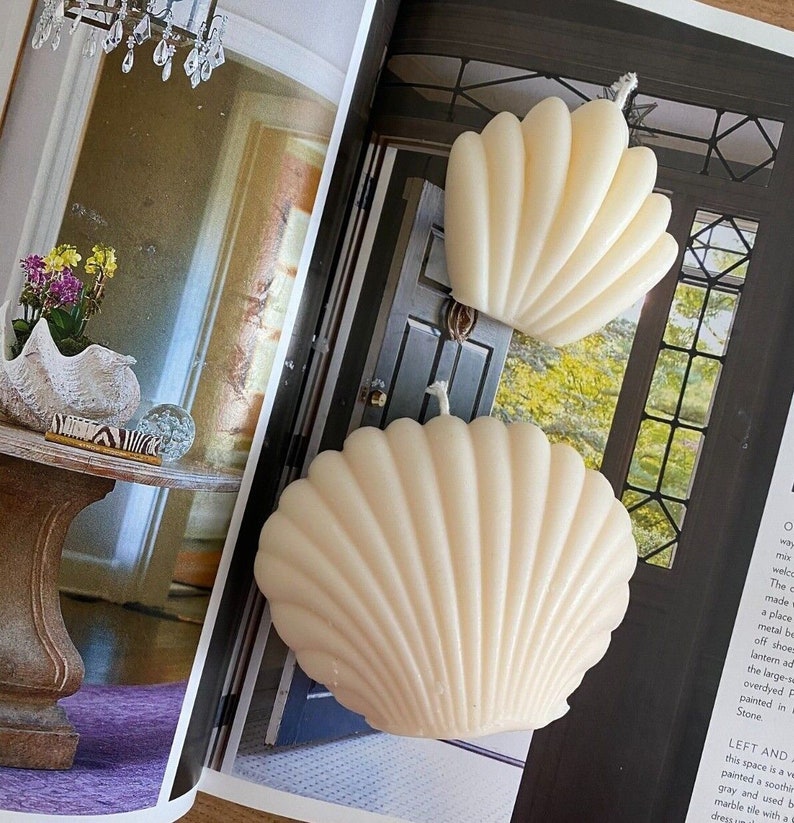 Large Shell Candle Decorative Candle Handmade Vegan Soy Wax Home Decor ...