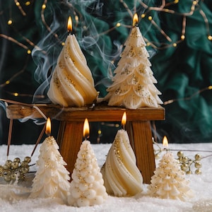 White & Gold Christmas Tree Candle | Luxury Seasonal Decor | Sparkle ...