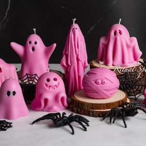 Pink Ghost Candle: Pumpkin Spice Scented Soy Wax - Halloween Decor - Etsy