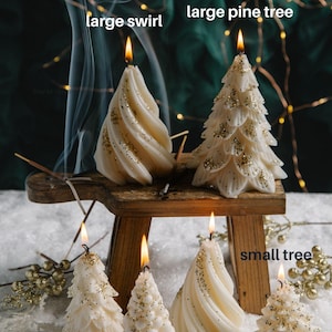 White & Gold Christmas Tree Candle | Luxury Seasonal Decor | Sparkle ...
