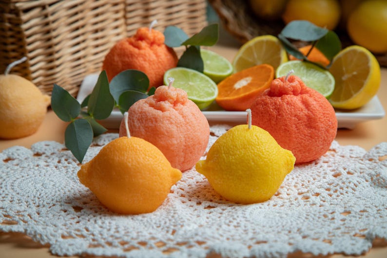 Citrus Shaped Candles: Vegan Soy Wax, Summer Home Decor - Etsy
