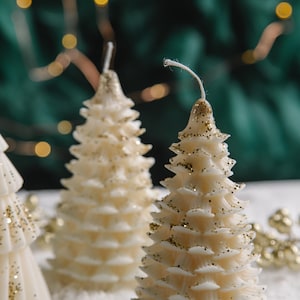 White & Gold Christmas Tree Candle | Luxury Seasonal Decor | Sparkle ...