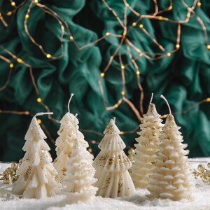 White & Gold Christmas Tree Candle | Luxury Seasonal Decor | Sparkle ...