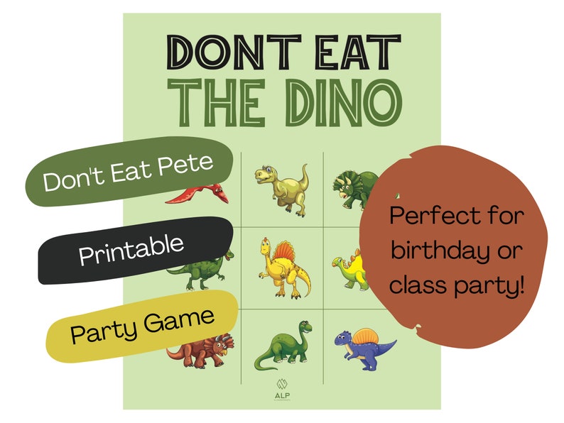 Dinosaur Birthday Party Game - Don't Eat the Dino! Game Board for Kids ...