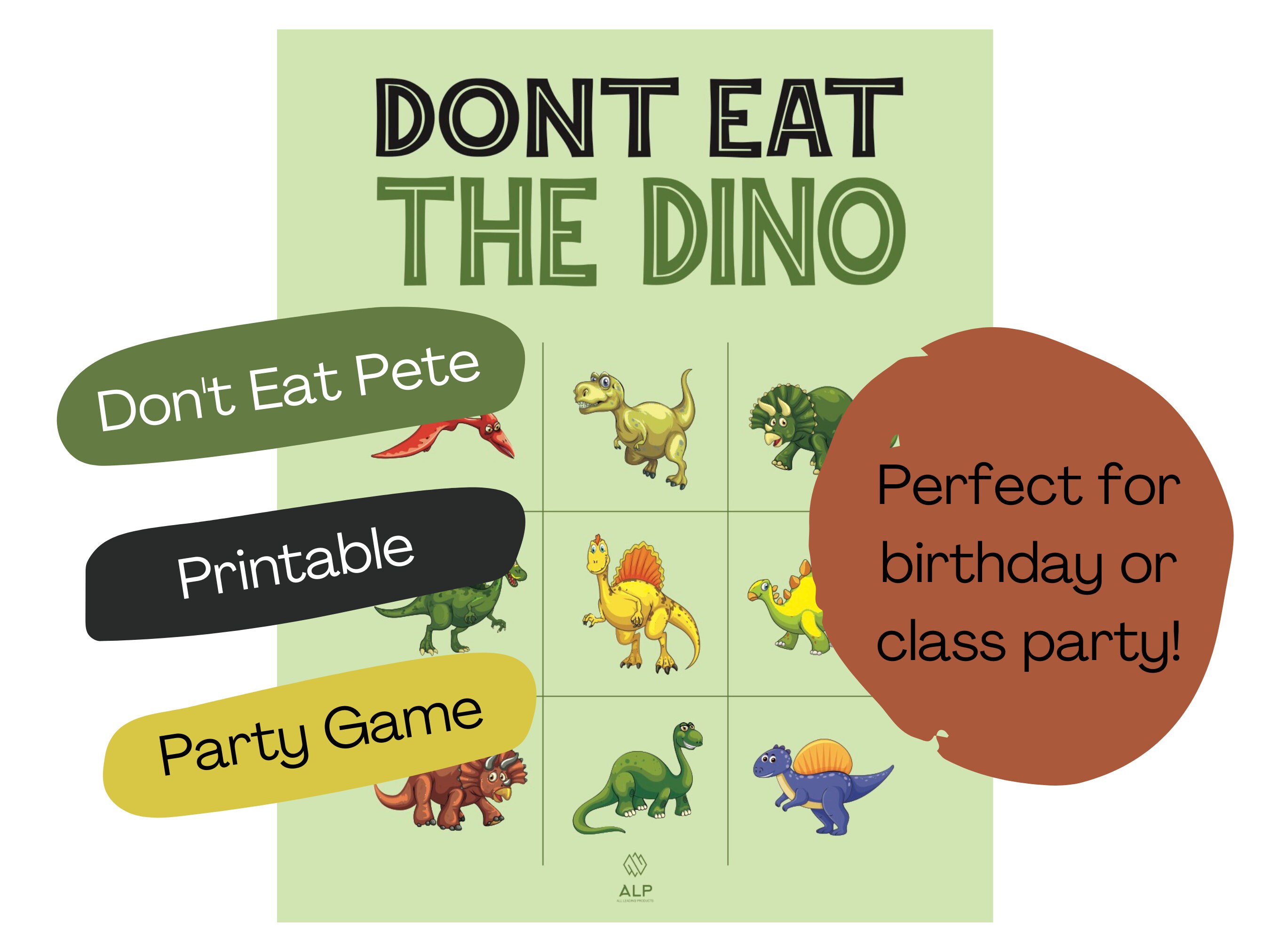 Dinosaur Birthday Party Game - Don't Eat the Dino! Game Board for Kids ...