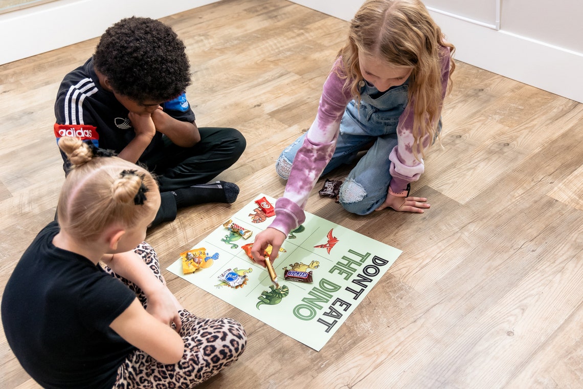 Dinosaur Birthday Party Game - Don't Eat the Dino! Party Game Board for ...
