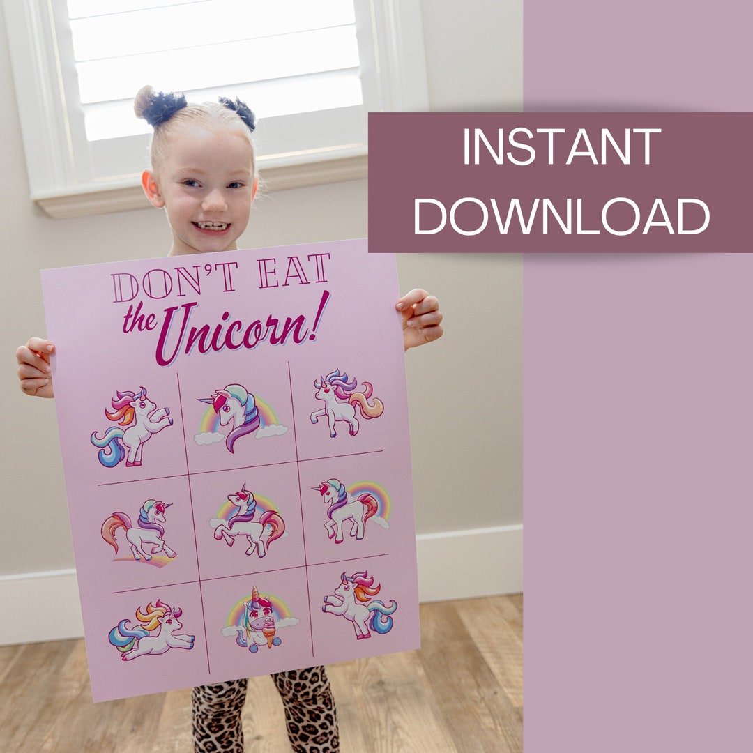 Unicorn Birthday Party Game - Don't Eat the Unicorn! Game Board for ...