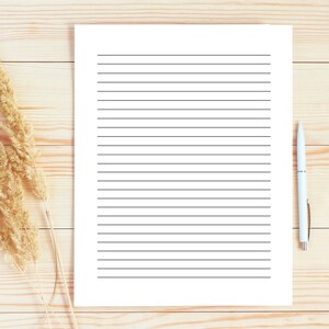 Lined Paper | Minimal | Printable | PDF | Letter Size | 8x11" | Instant ...