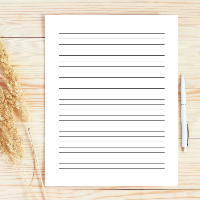 Lined Paper | Minimal | Printable | PDF | Letter Size | 8x11" | Instant ...