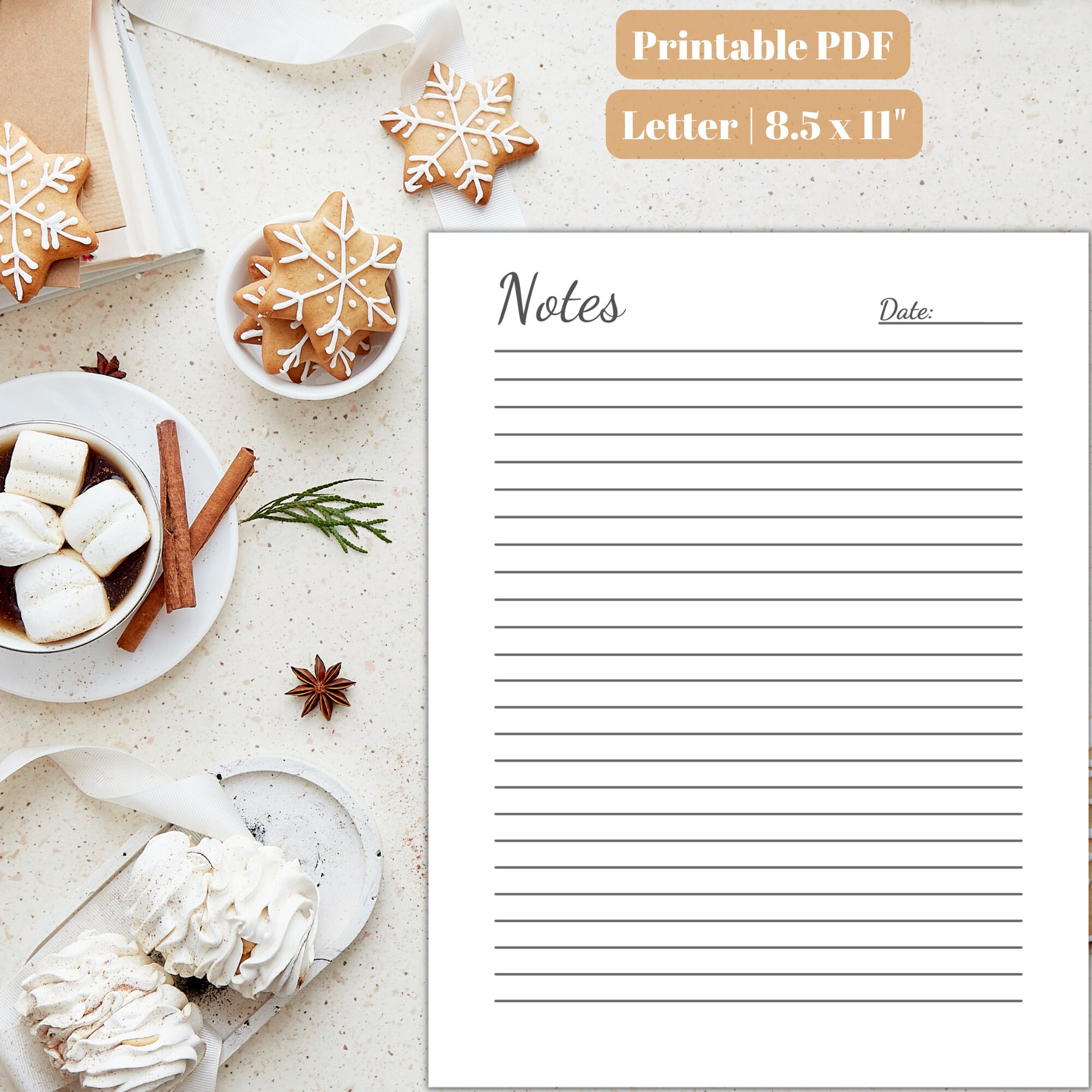 Notes Page | Minimal | Printable | PDF | Letter Size | 8x11" | Instant ...