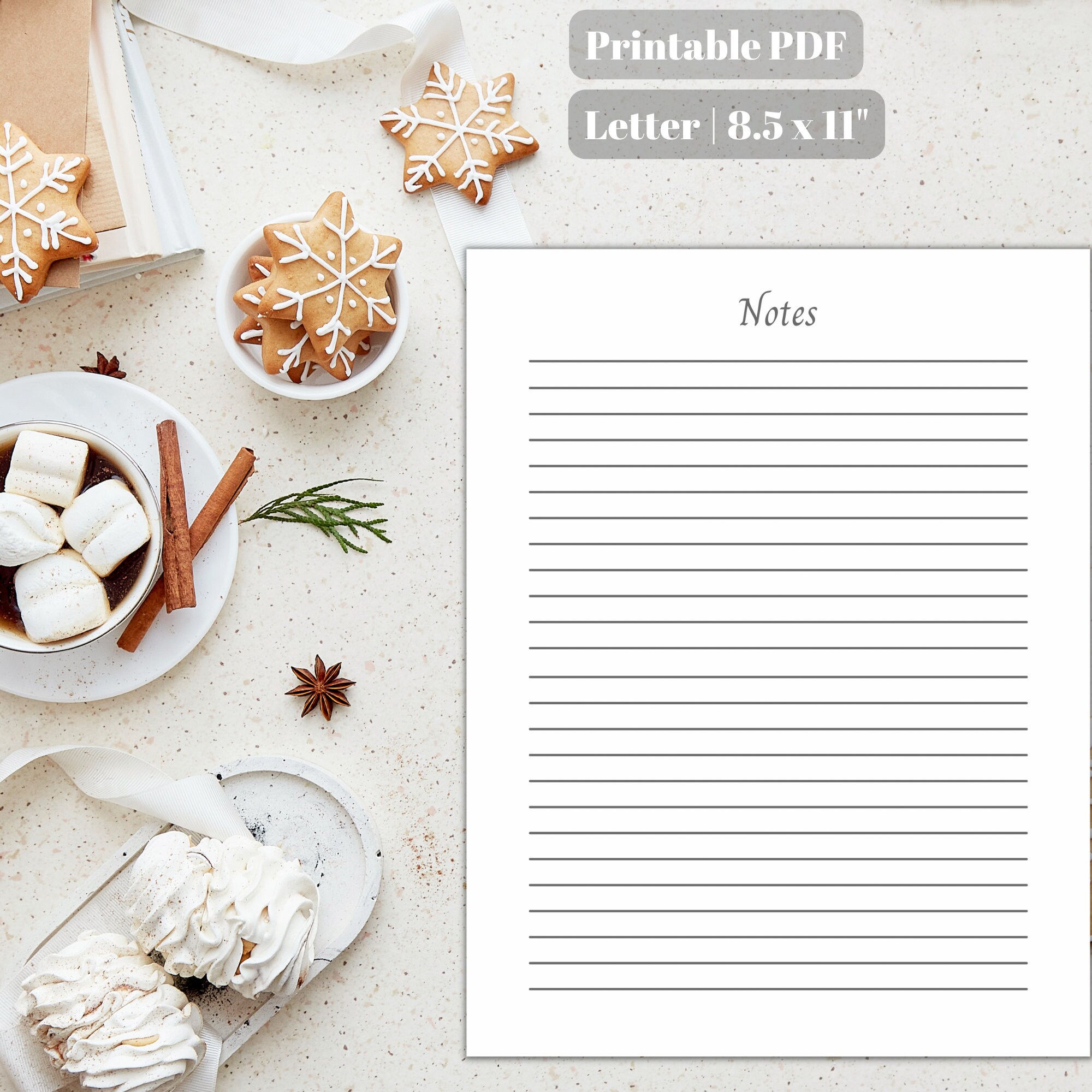 Notes Page | Minimal | Printable | PDF | Letter Size | 8x11" | Instant ...