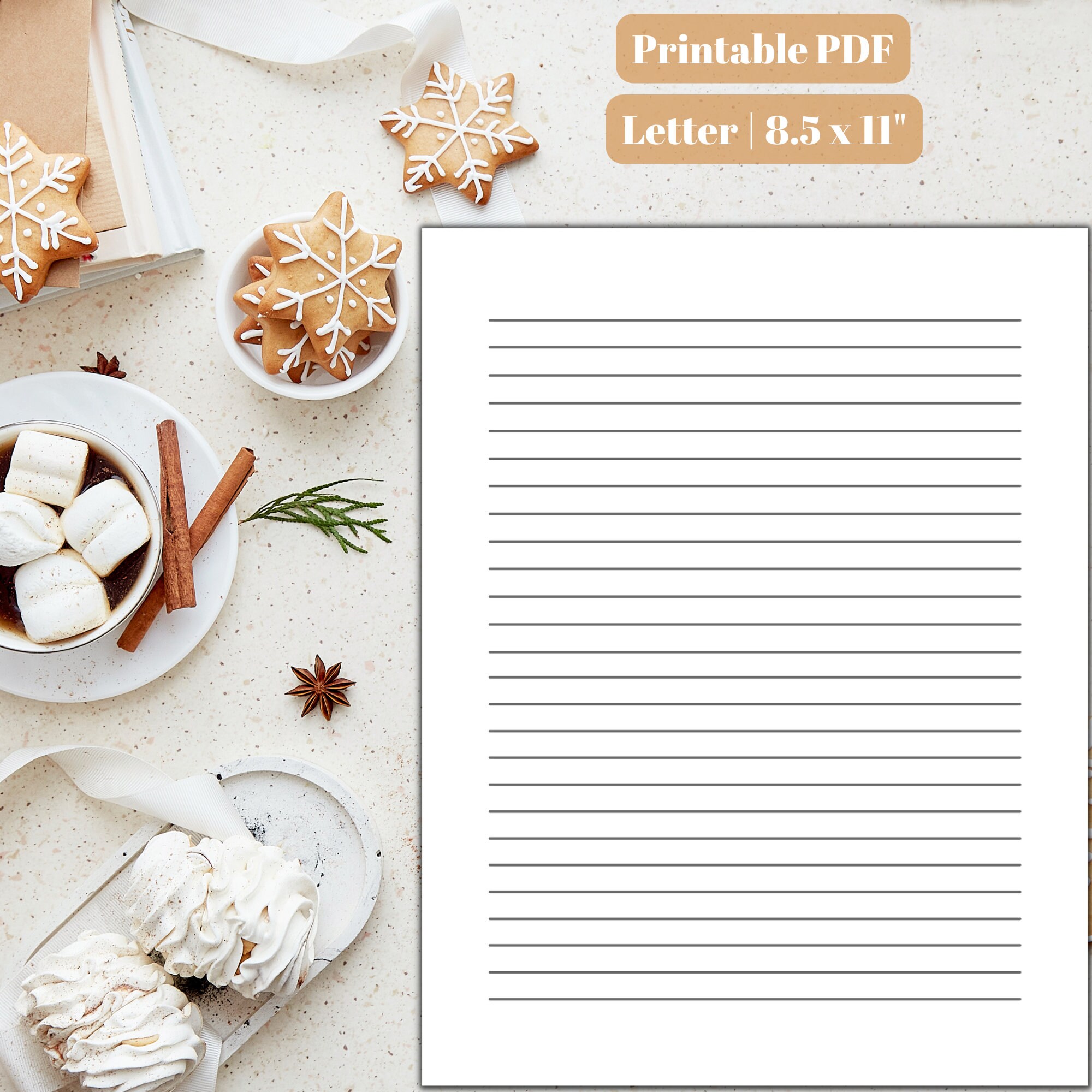 Lined Paper | Minimal | Printable | PDF | Letter Size | 8x11" | Instant ...