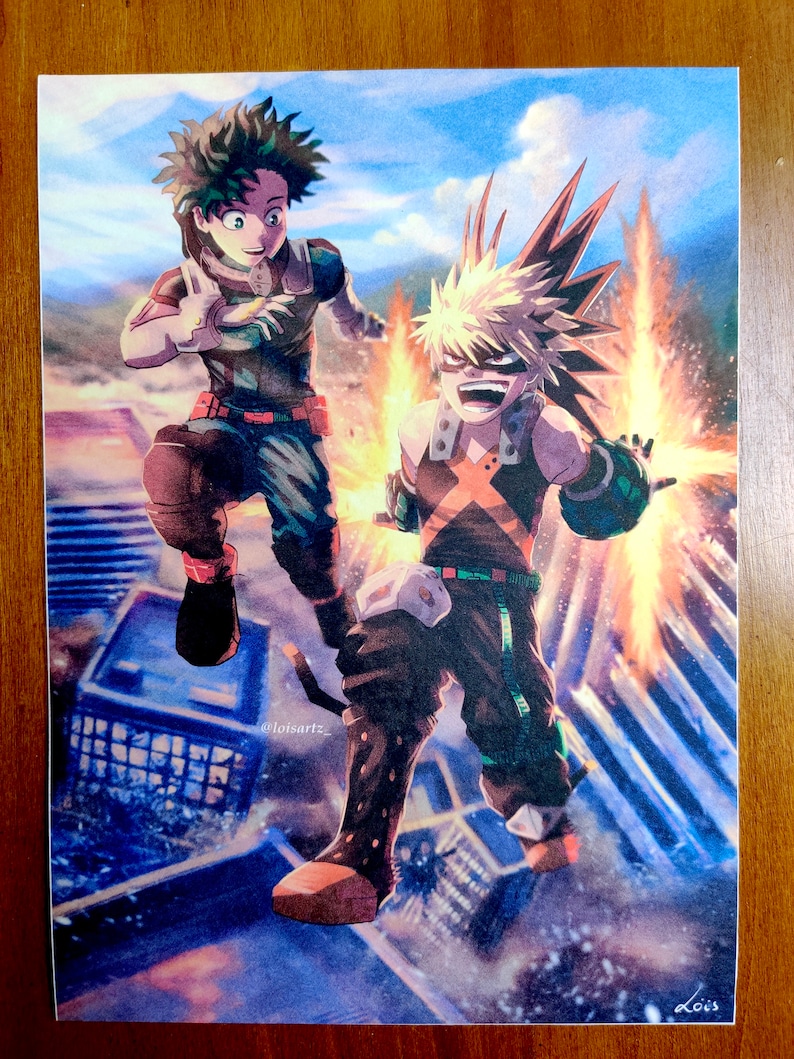 A5 Art Print Deku and Bakugo Fighting Side by Side - Etsy