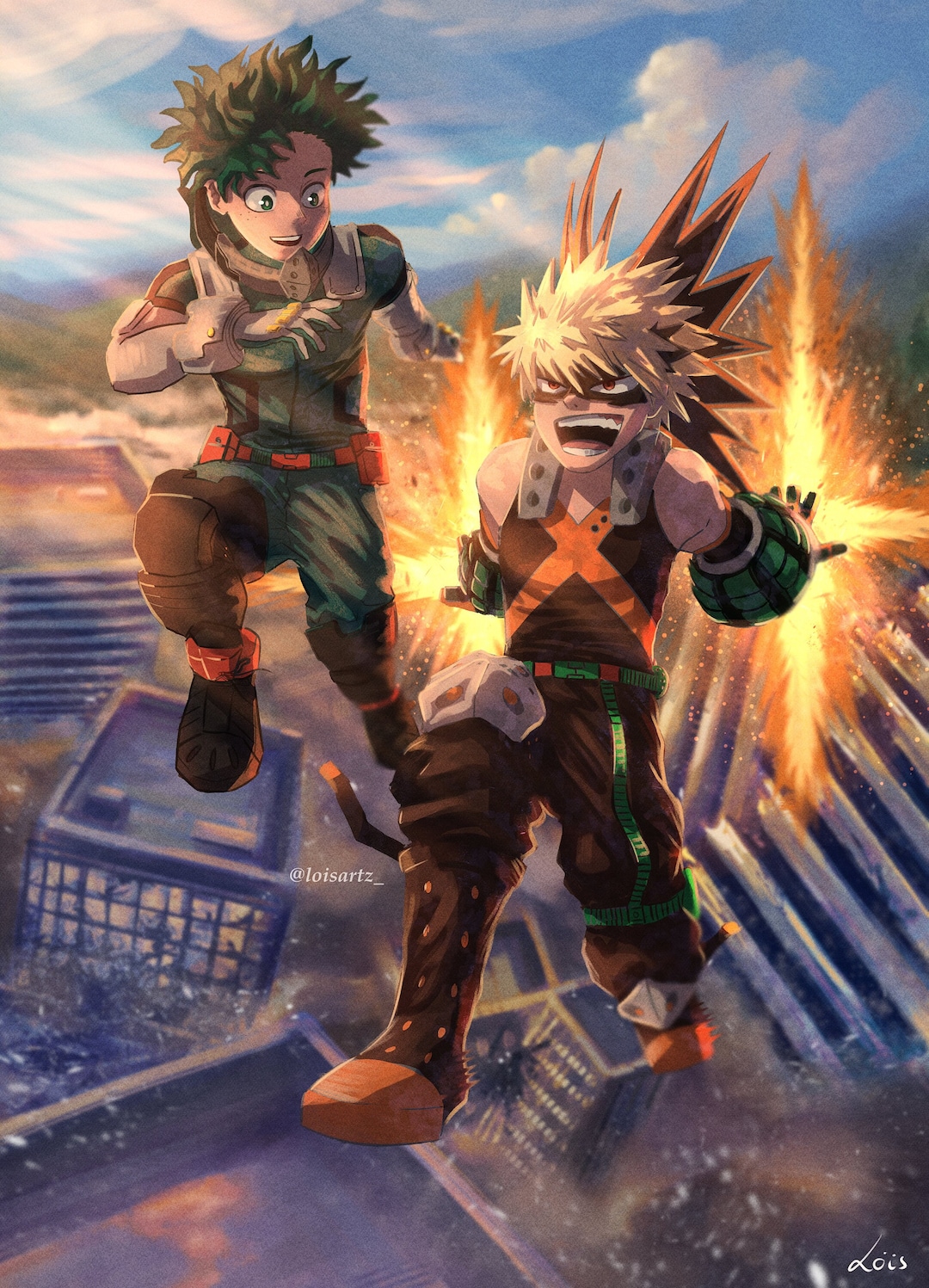 A5 Art Print Deku and Bakugo Fighting Side by Side - Etsy