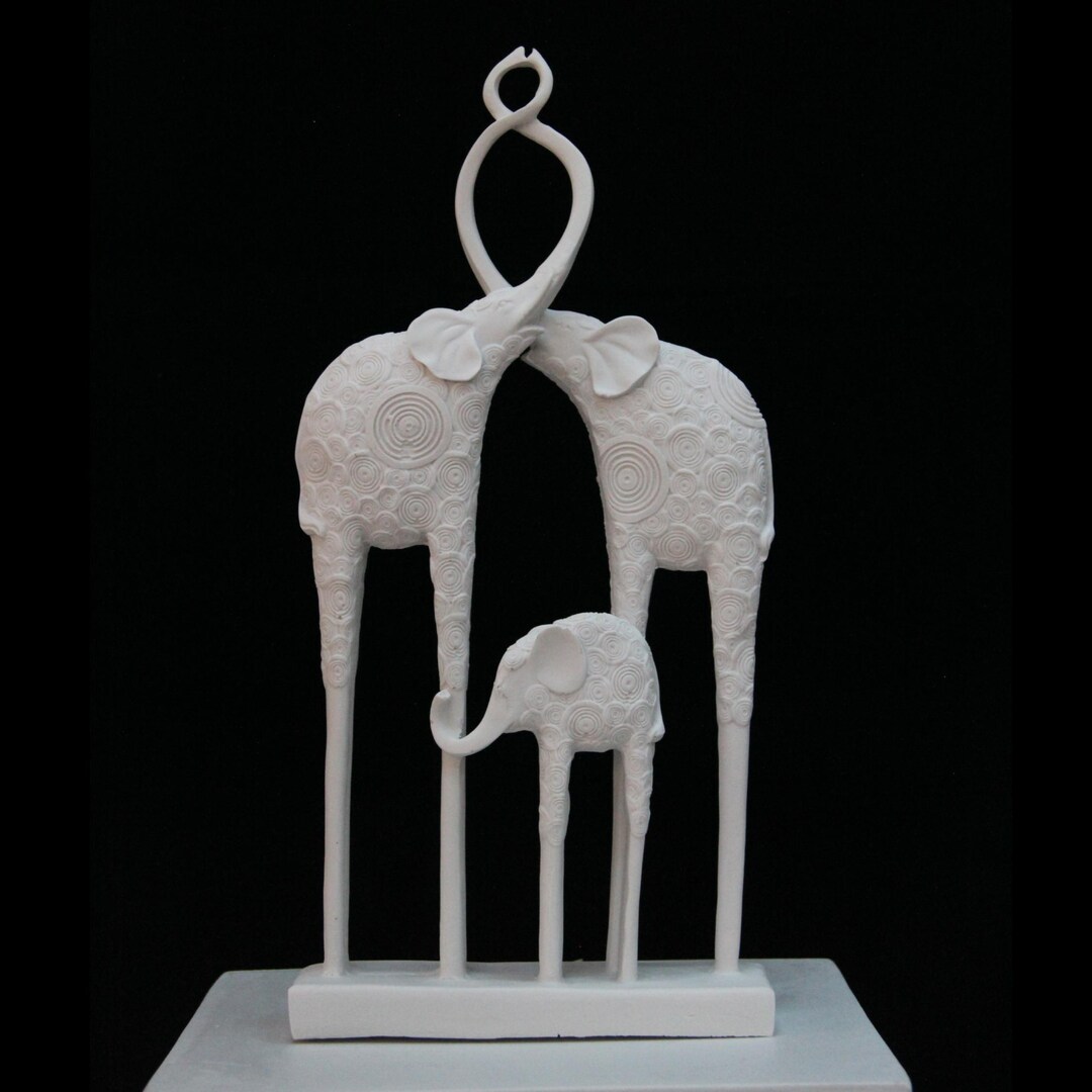 Elephant Family Statue, Polyester Elephant, Wealth Lucky Figurine Home ...