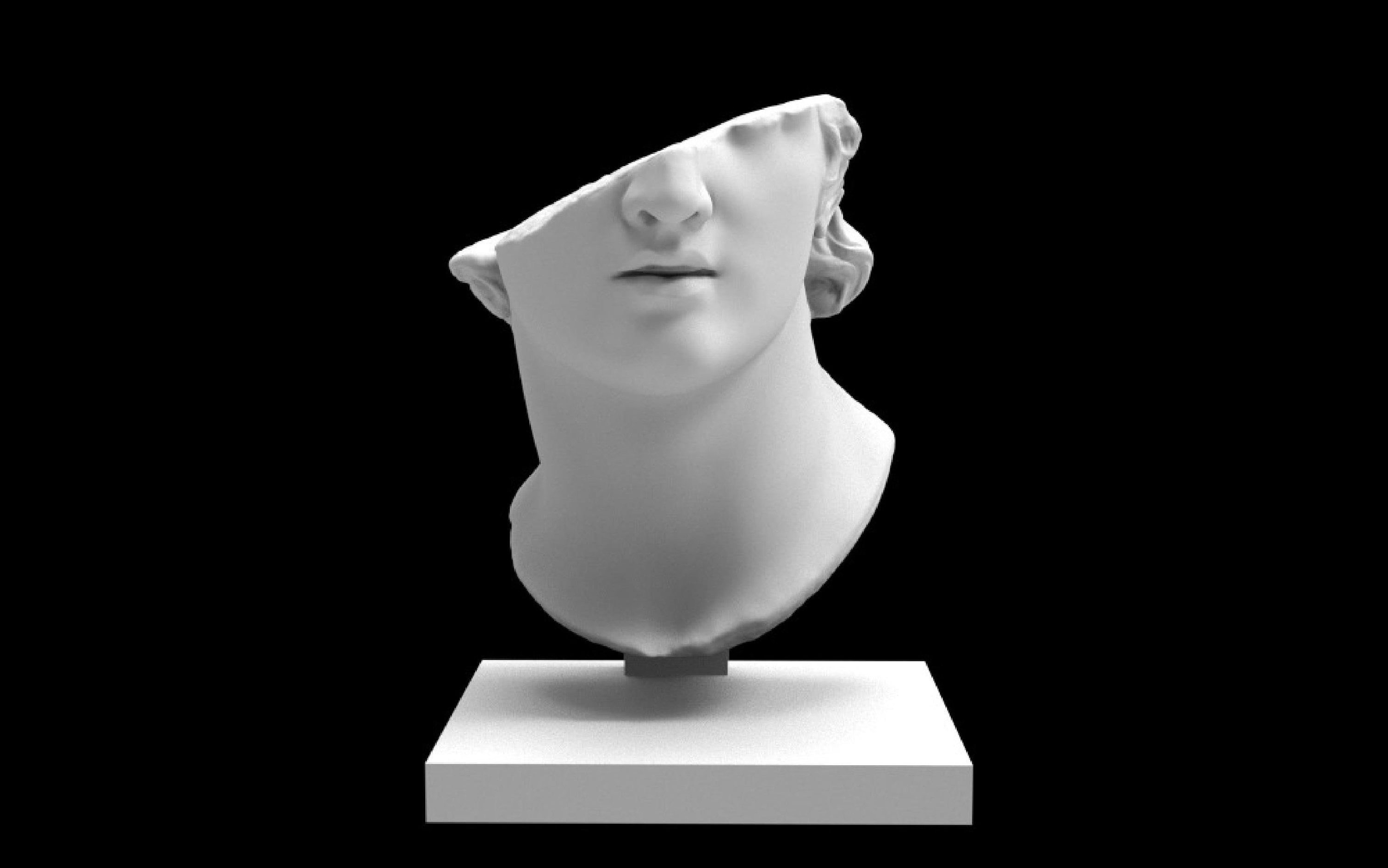 Fragmentary Colossal Head of a Youth Statue, Ancient Figurine, Head ...