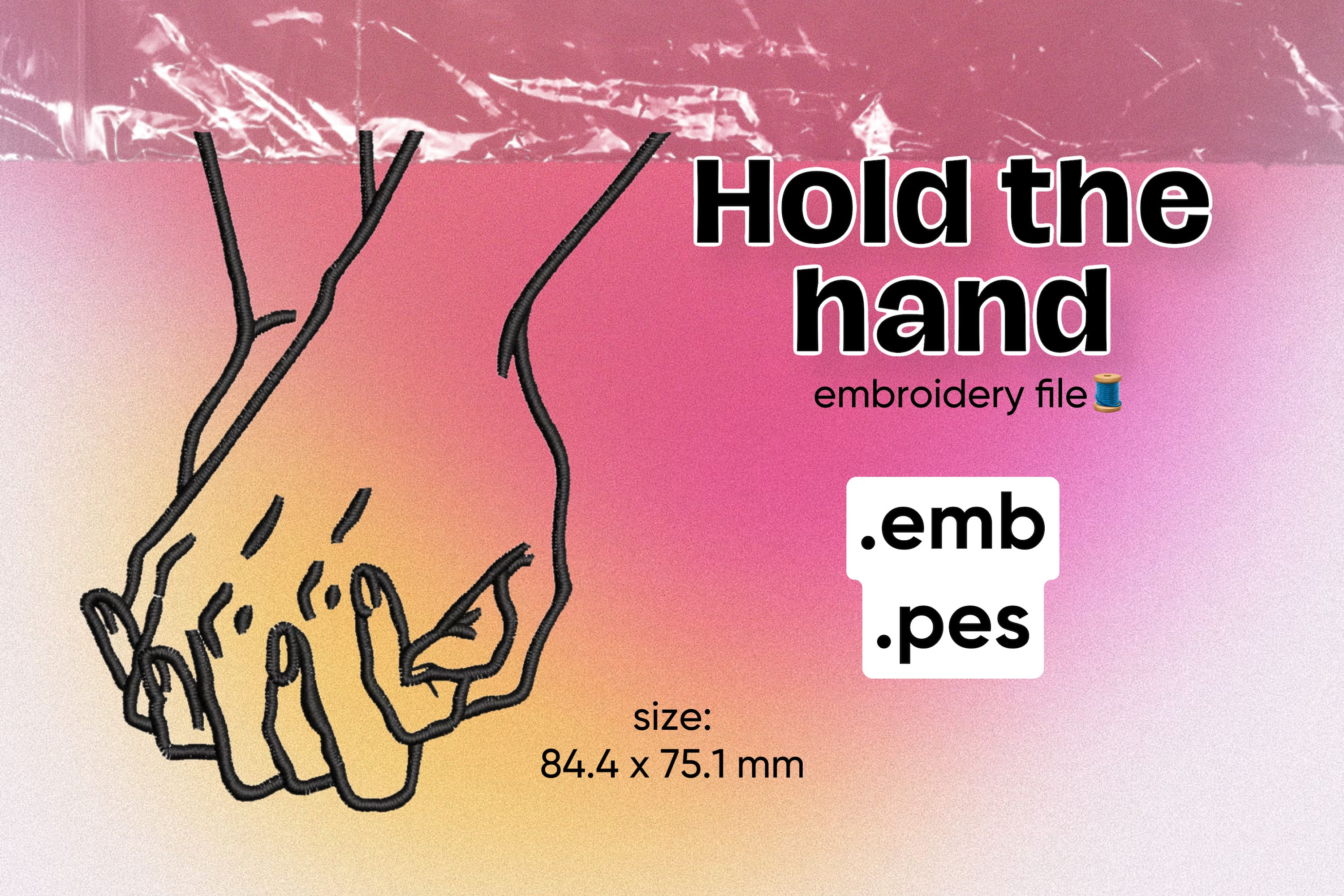 PES File Holding Hands Embroidery Designs Machine EMB Pinky - Etsy