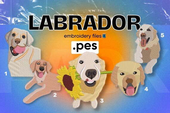 Golden Labrador Retriever Face Dog Pack Embroidery Breed - Etsy