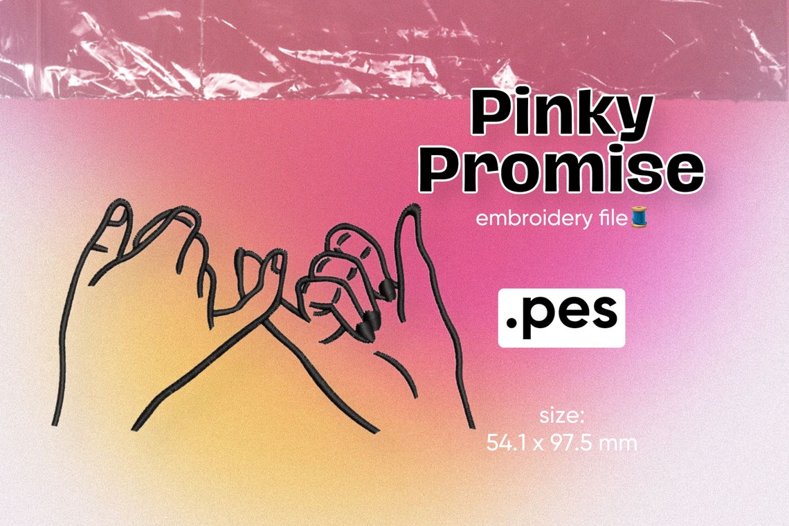 Aesthetic Pinky Promise Hand Embroidery Designs Machine PES - Etsy